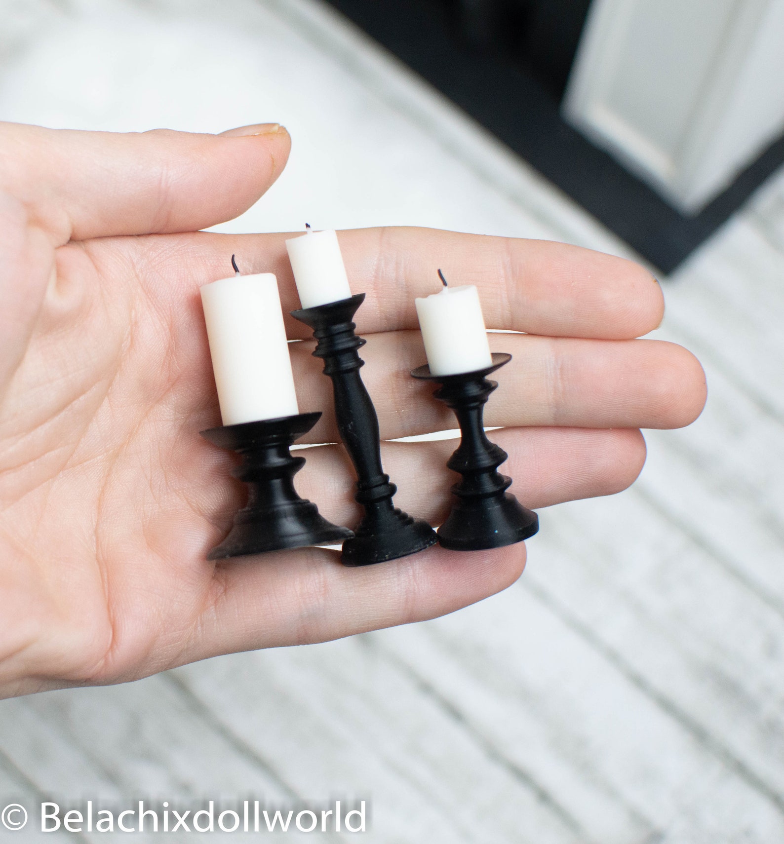 3pc Miniature Candle Holders With Candles Minifee | Etsy