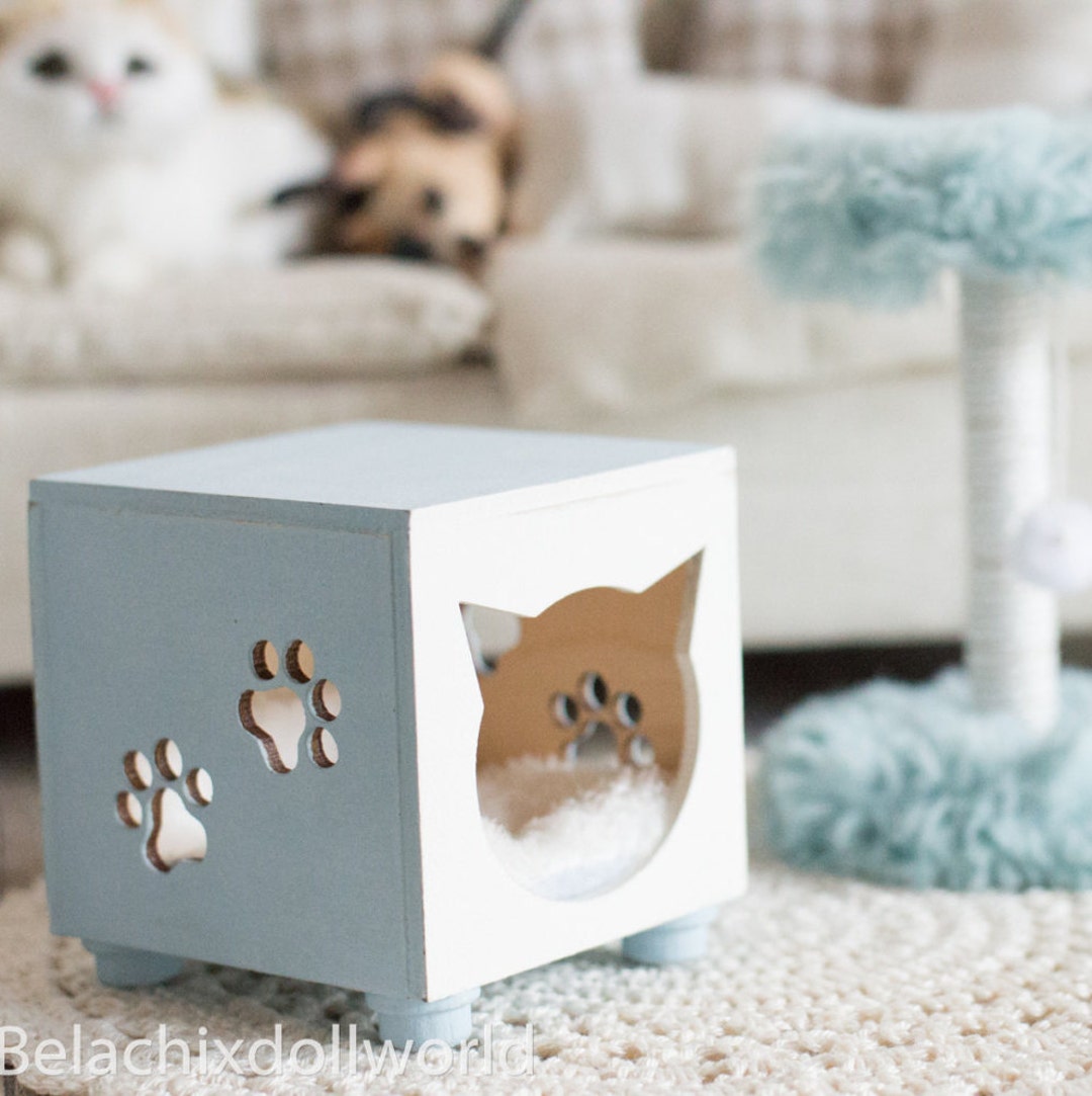1:4 or 1/6, Miniature Cat Box, BJD Cat 5cm , Cat Tree, Cat Hideout ...