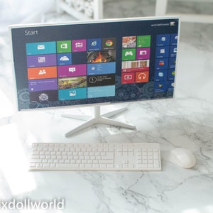 1:4 Dollhouse Monitor With Mouse and Keyboard, Miniature Computer ...