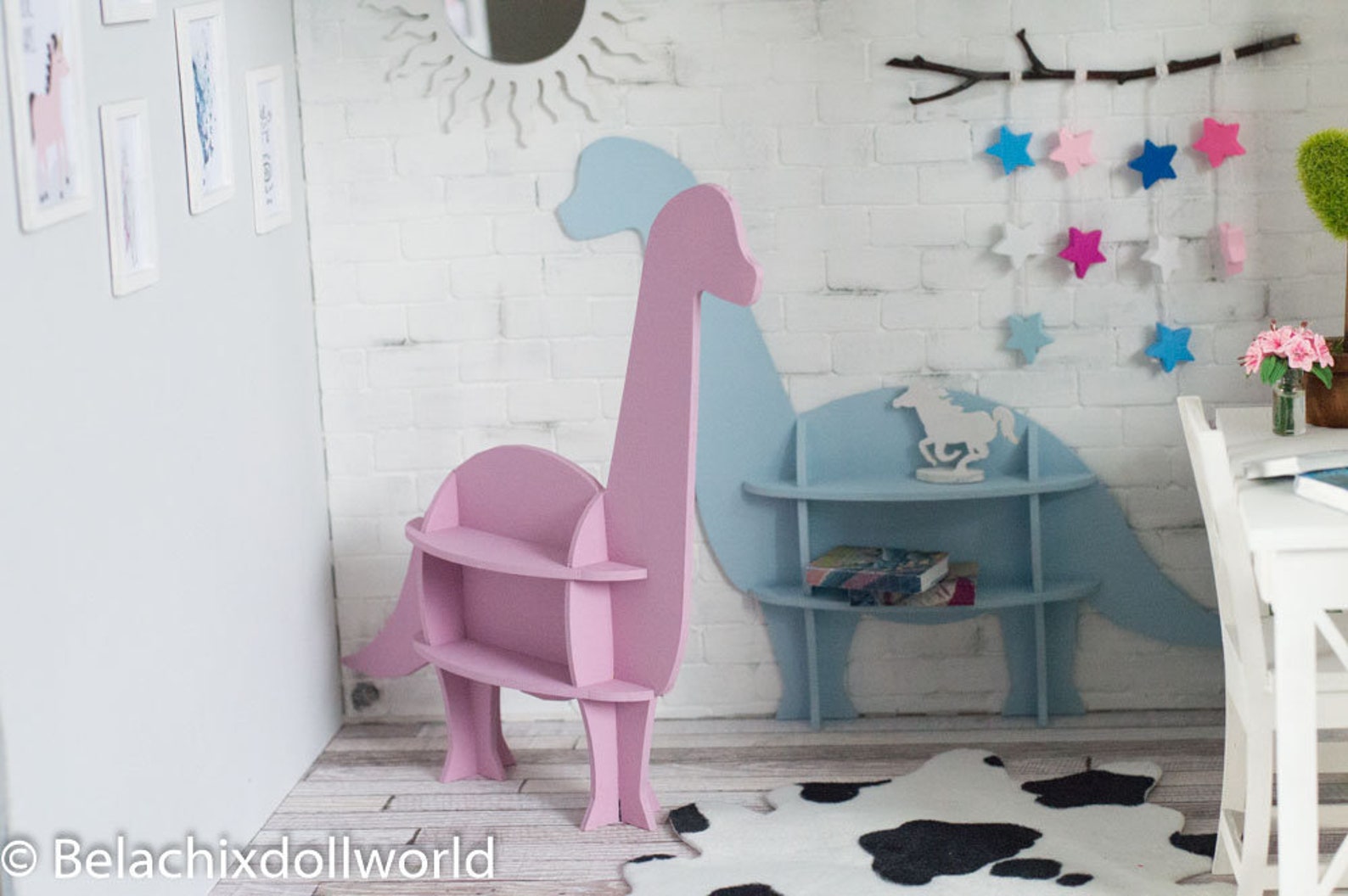 1/6 Size Miniature Dino Shelf, Dinosaur Shelf, BJD, Pullip, Furniture ...