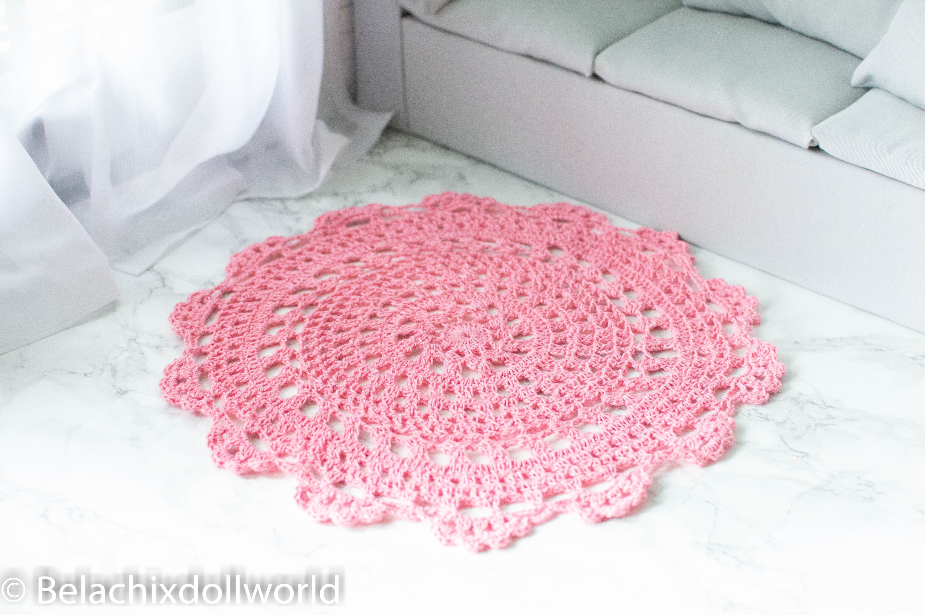 1/4 or 1:6 Miniature Crochet Rug, Miniature Crochet Rug, Dollhouse Rug ...