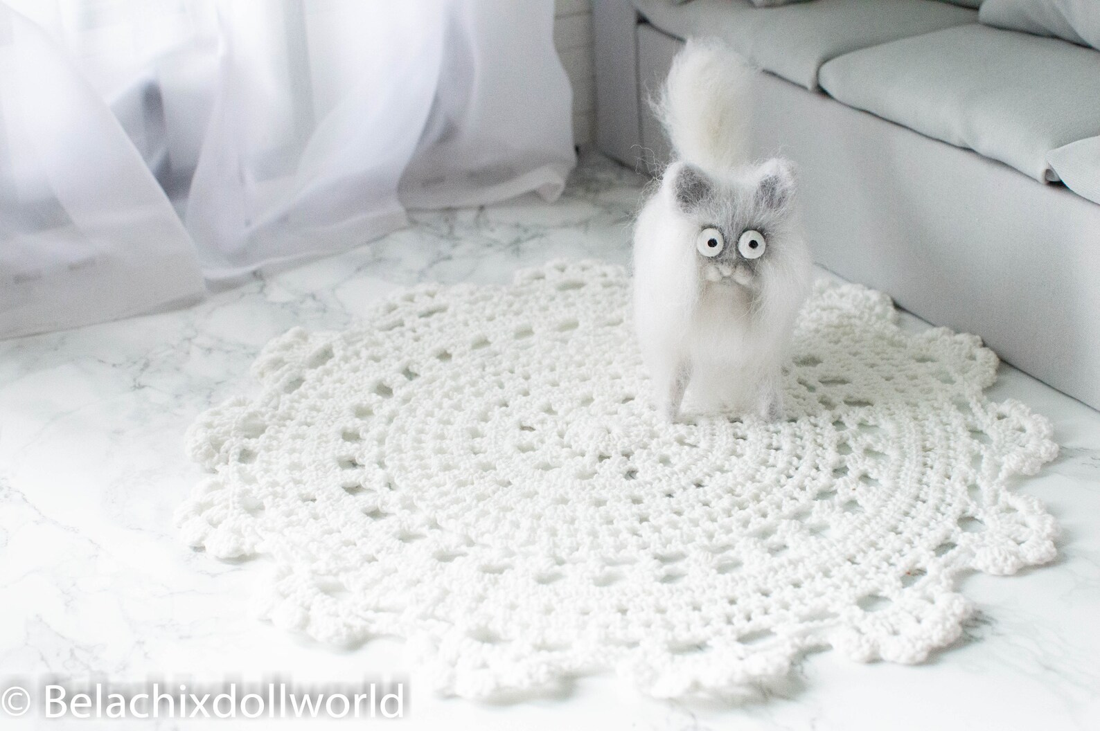 1/4 or 1:6 Miniature Crochet Rug, Miniature Crochet Rug, Dollhouse Rug ...