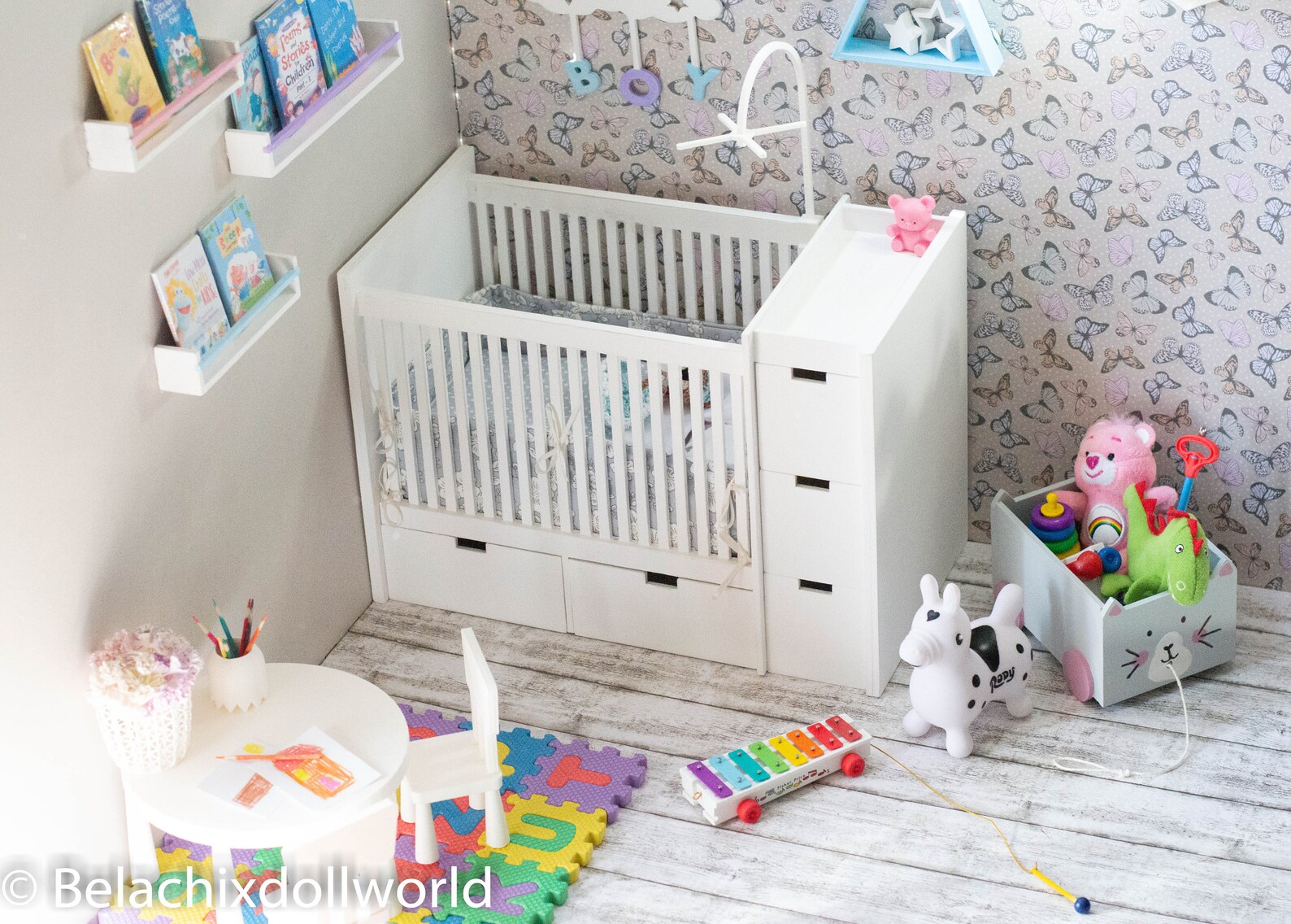 Miniature Baby Crib, 1/4 & 1/6, Miniature Crib, Miniature Baby ...