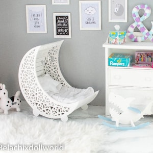 1:6 Miniature Moon Crib, Dollhouse Nursery, Miniature Baby, Dollhouse ...