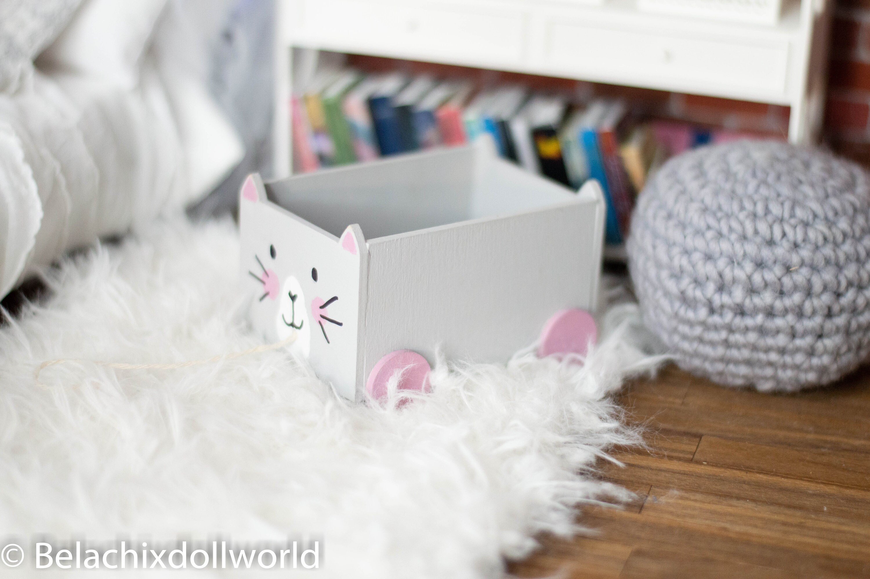 Miniature painted cat toy box toy chest miniature furniture | Etsy