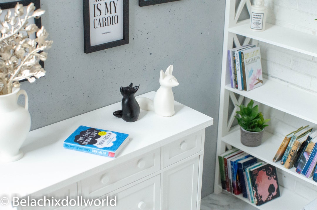 Miniature Fox Set, 2 Pc, Miniature Statue, Miniature Fox, Decorative ...