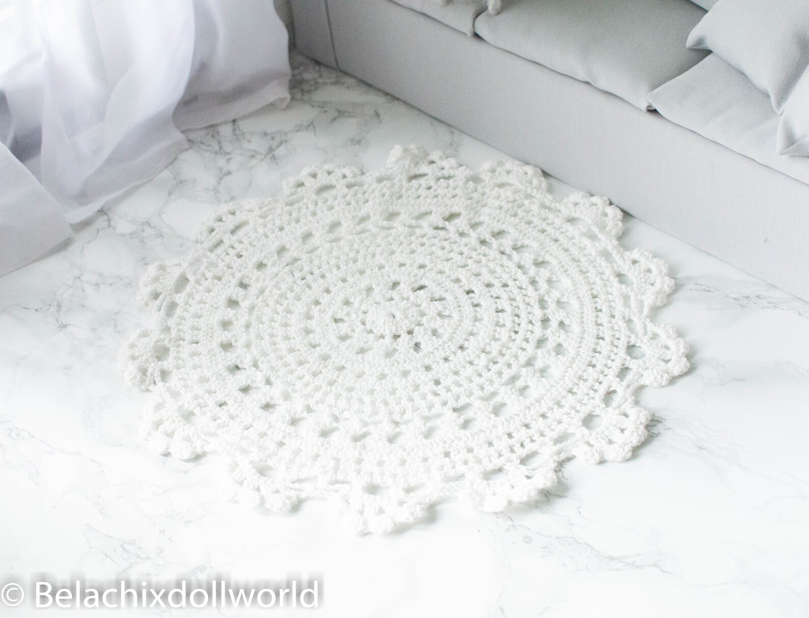1/4 or 1:6 Miniature Crochet Rug, Miniature Crochet Rug, Dollhouse Rug ...
