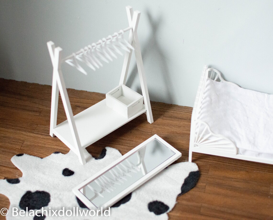 Miniature Clothing Rack With Mirror 1/8 Miniature Wardrobe | Etsy