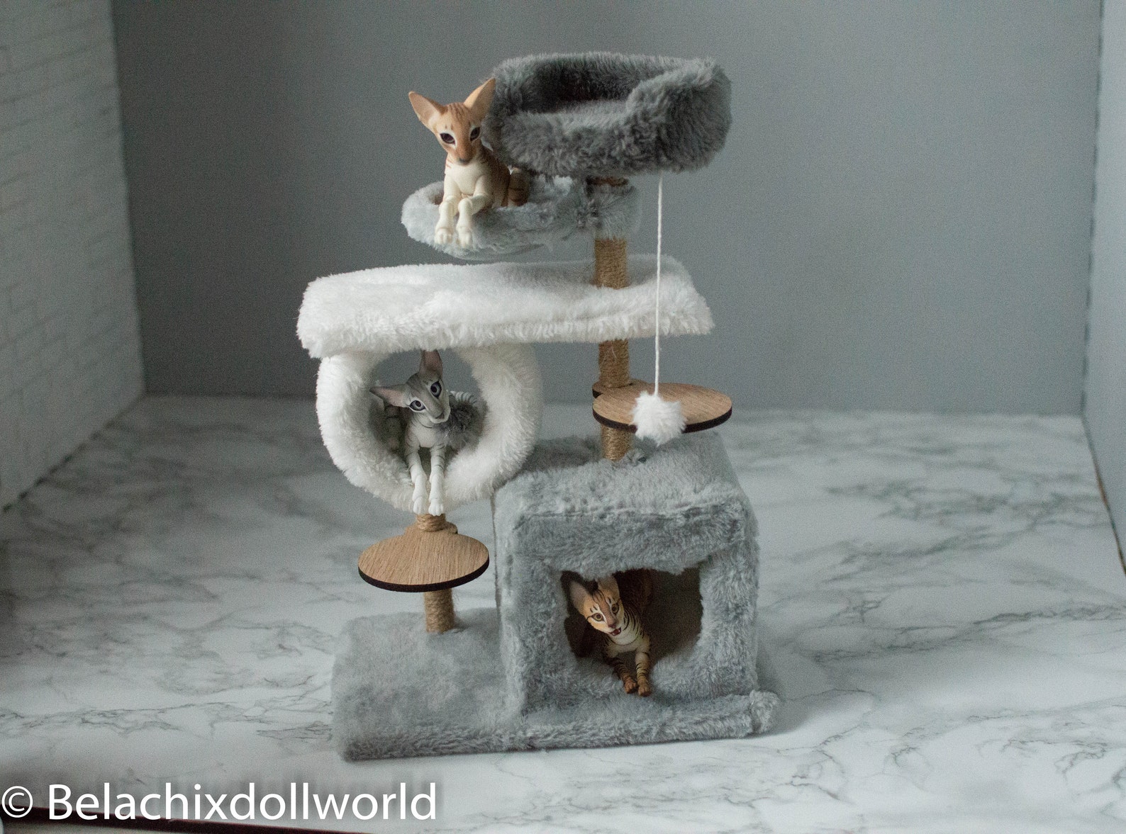 1:4 or 1/6, Miniature Cat Tree, Miniature Cat Toy, Miniature Pet ...