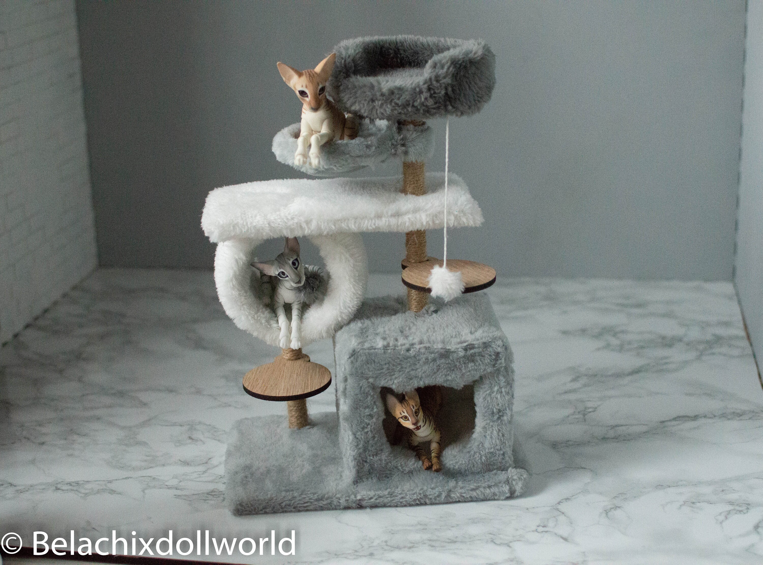 1:4 or 1/6, Miniature Cat Tree, Miniature Cat Toy, Miniature Pet ...