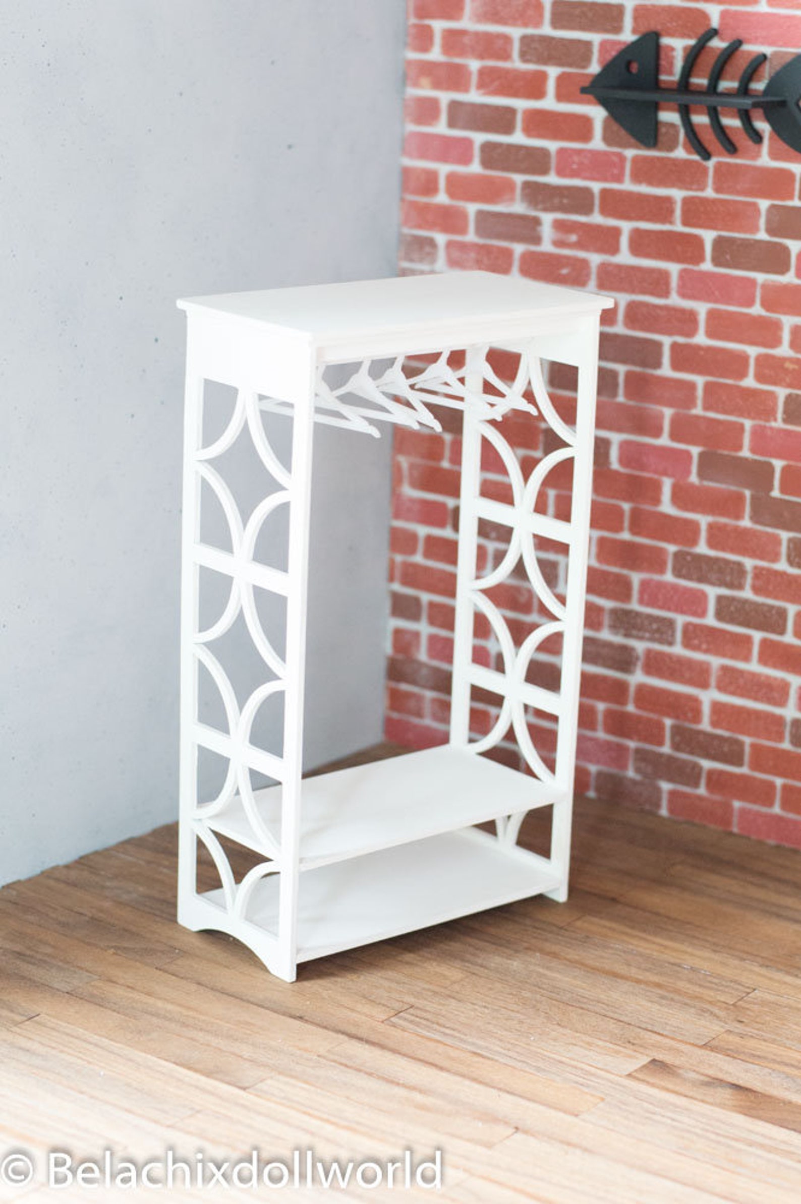 Shabby Chic 1/6 Size Miniature Clothing Rack / Wardrobe With 10 Hangers ...