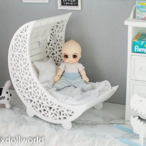 1:6 Miniature Moon Crib, Dollhouse Nursery, Miniature Baby, Dollhouse ...