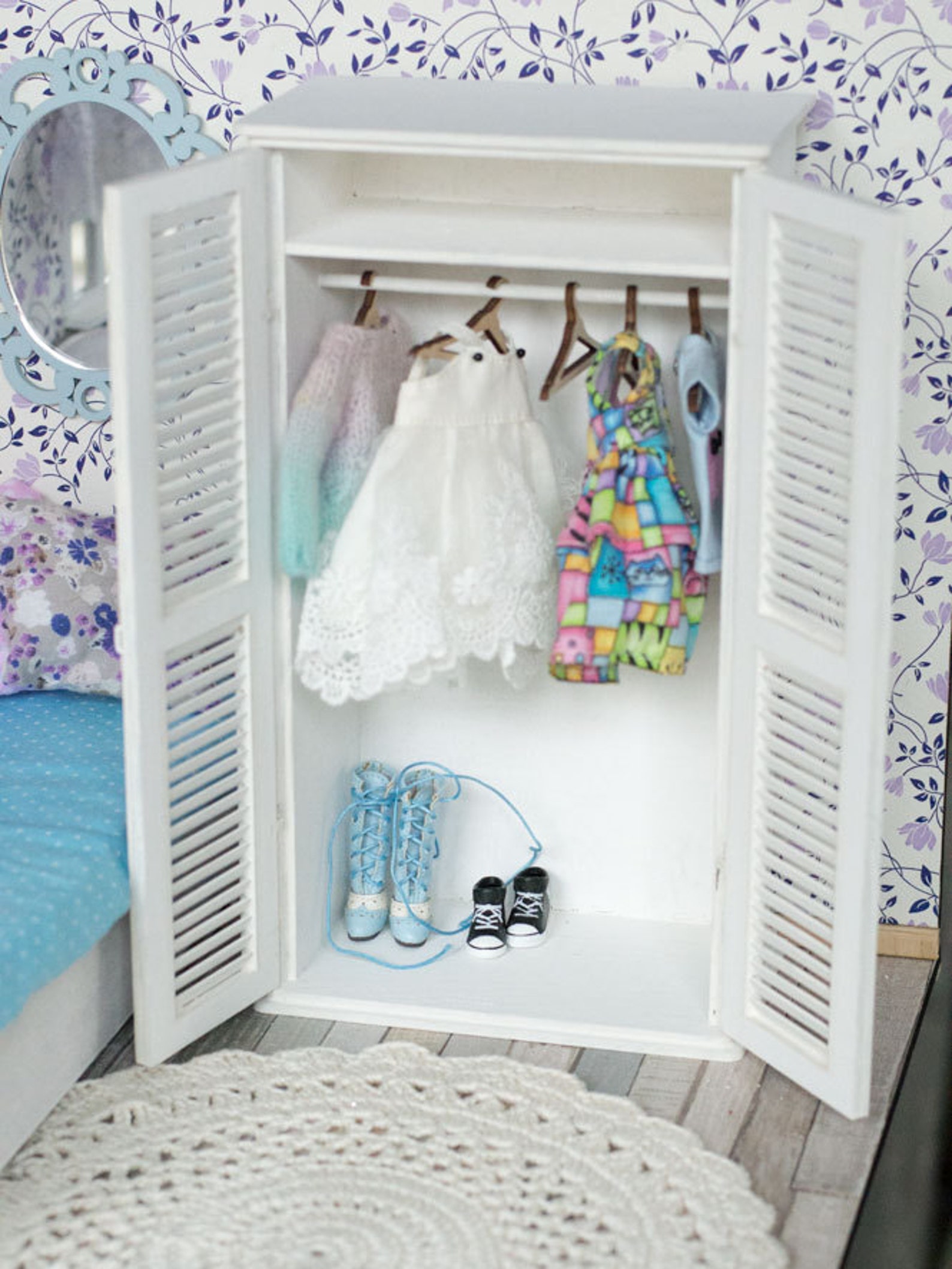 1/6 Size Miniature Shutter Door Cabinet Wardrobe With 5 | Etsy