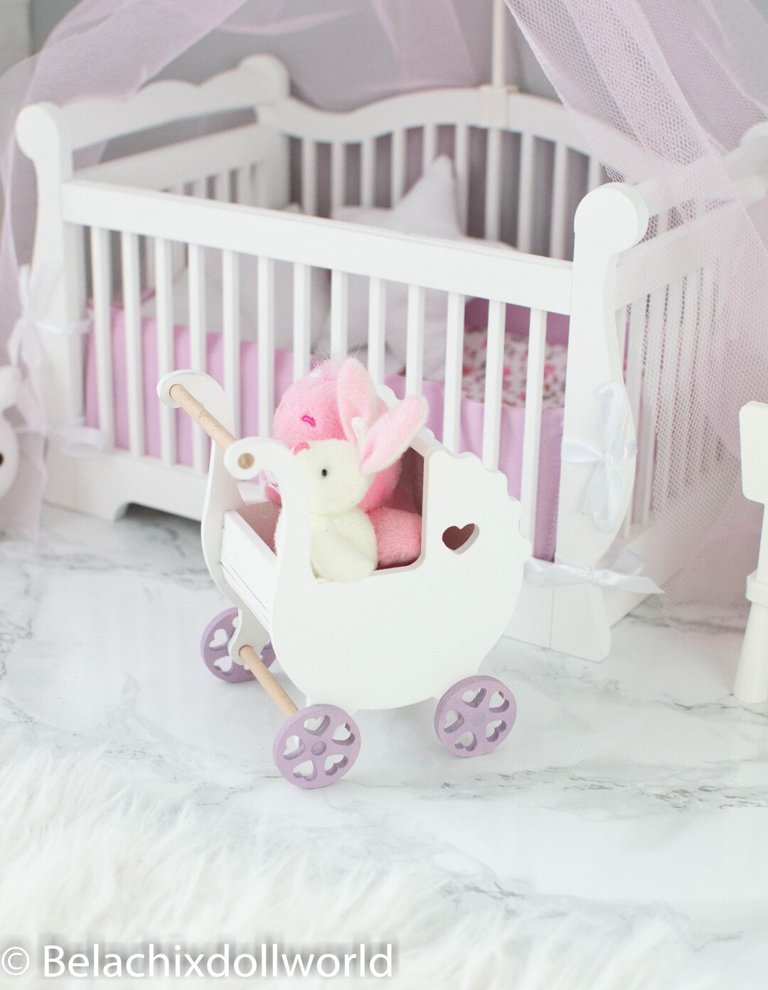 Miniature Doll Stroller , 1/6, Miniature Stroller, Miniature Carriage ...