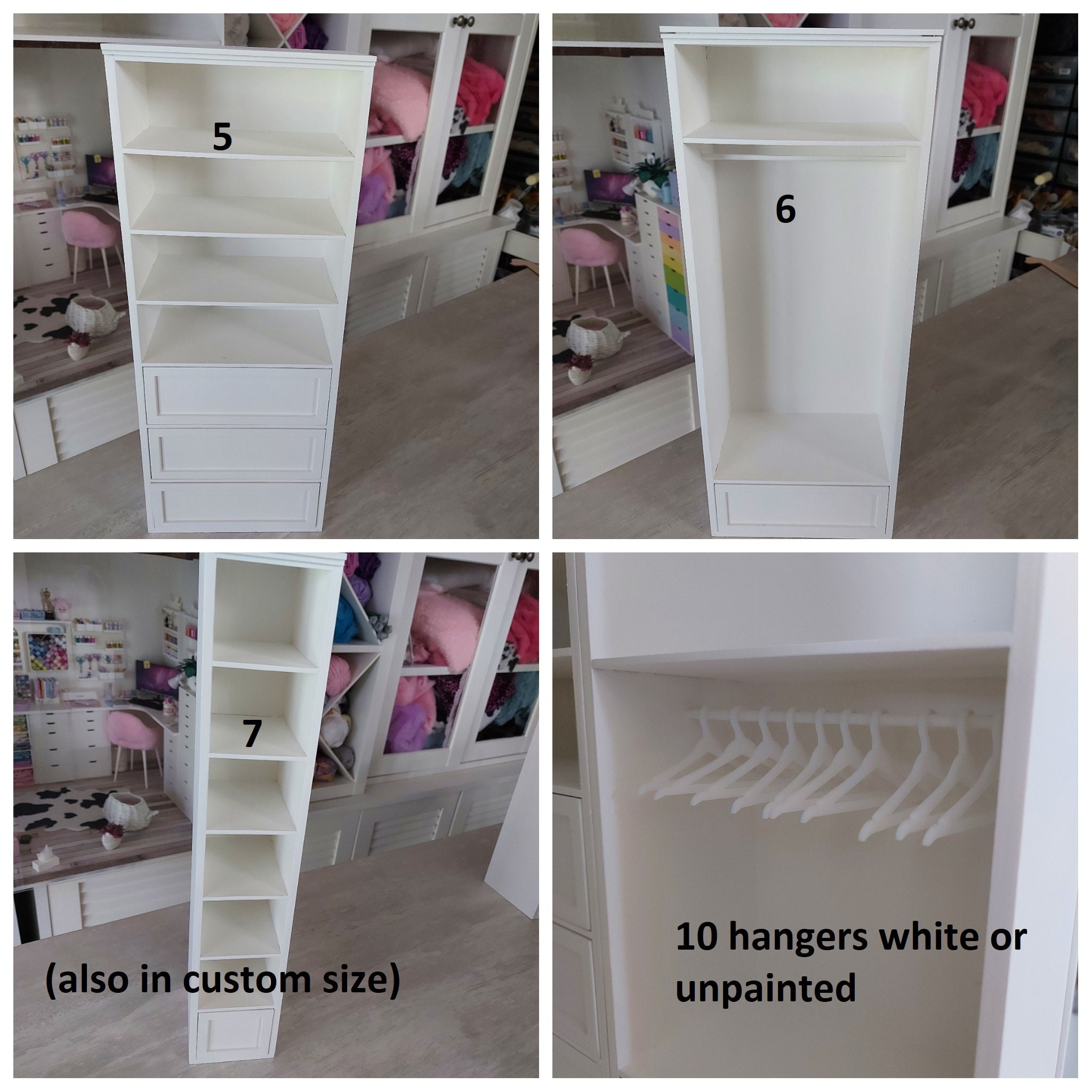 1/6 Miniature Walk in Wardrobe, Minimalistic Doll Wardrobe, BJD, MSD ...