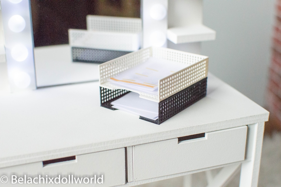 1/4, 2 Pc, Miniature Office Paper Tray, Paper Tray, Miniature Paper ...