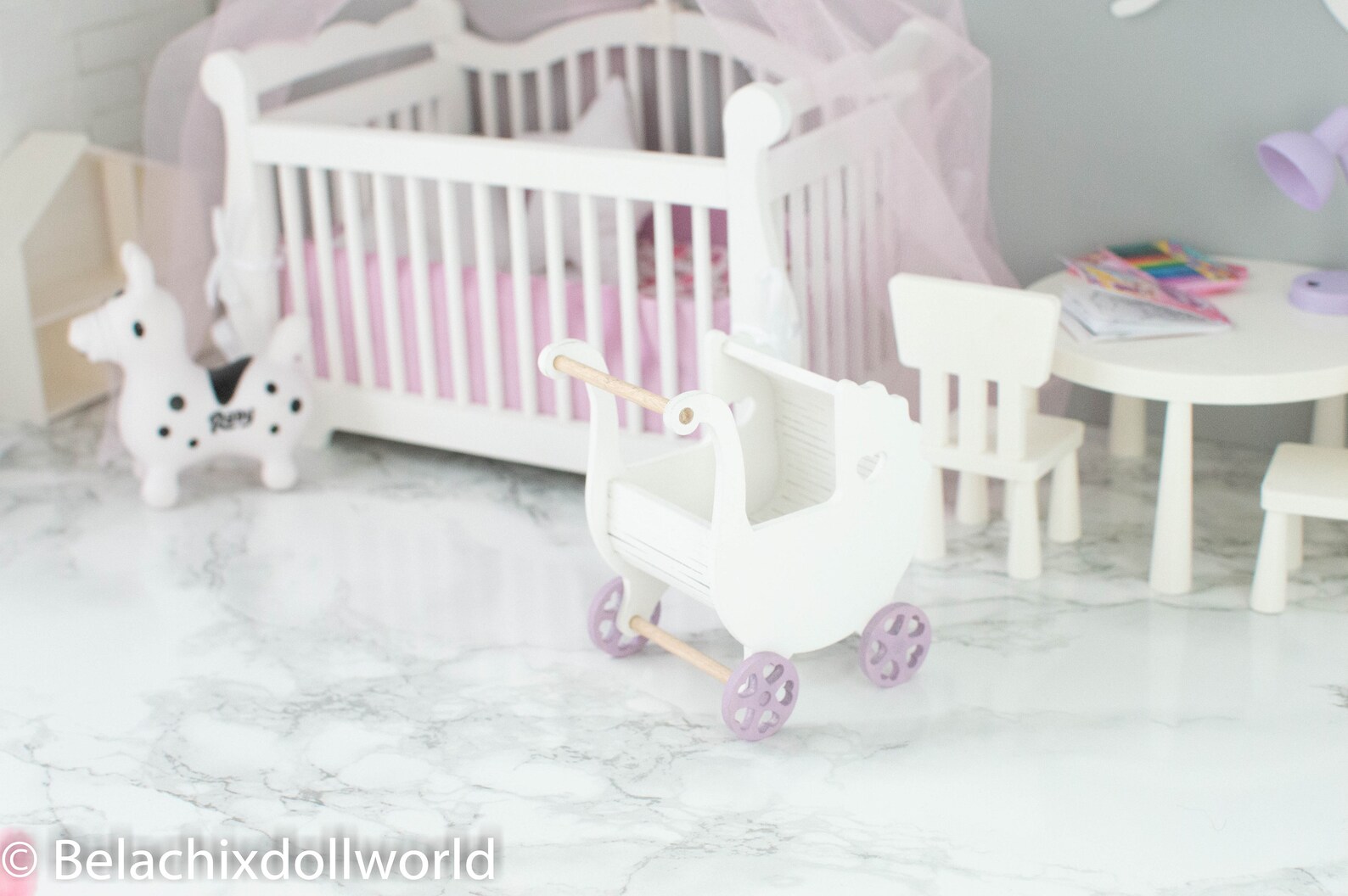 Miniature Doll Stroller 1/6 Miniature Stroller Miniature | Etsy