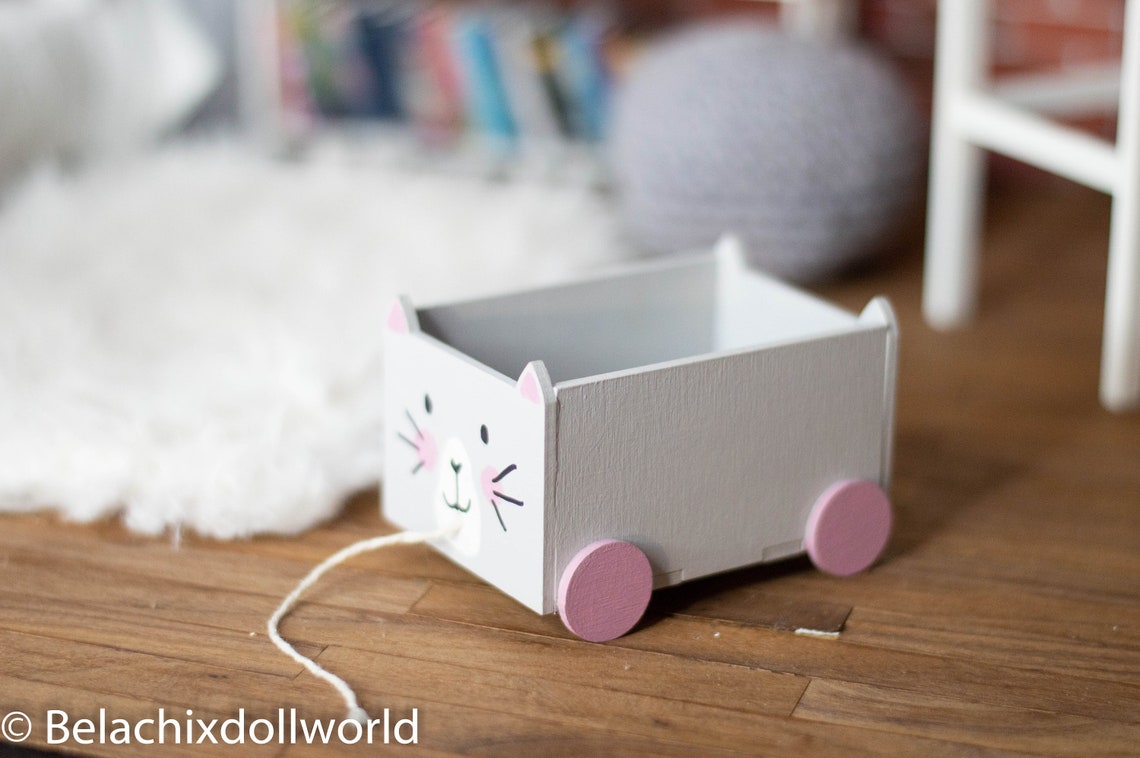 Miniature painted cat toy box toy chest miniature furniture | Etsy