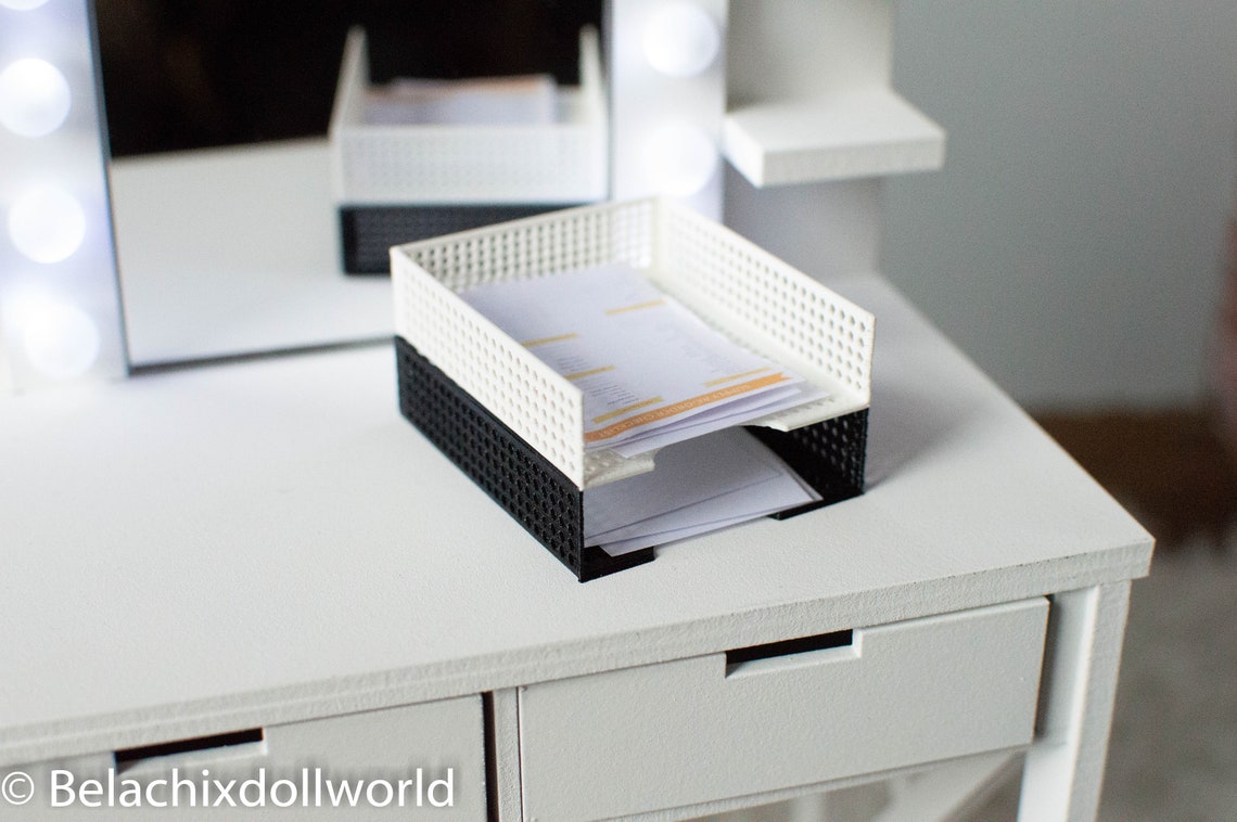 1/4 2 Pc Miniature Office Paper Tray Paper Tray Miniature | Etsy