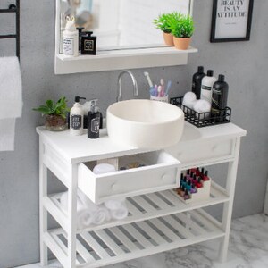 1:4 Miniature Bathroom Vanity Cabinet With Sink and Faucet, Dollhouse ...