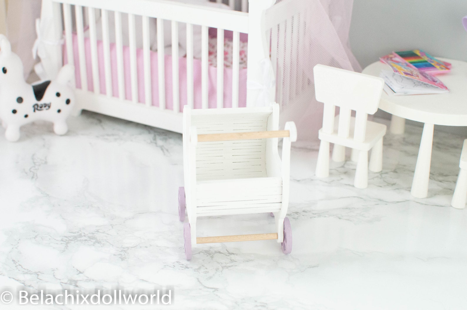 Miniature Doll Stroller , 1/6, Miniature Stroller, Miniature Carriage ...