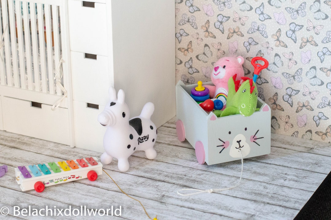 Miniature Painted Cat Toy Box, Toy Chest, Miniature Furniture ...