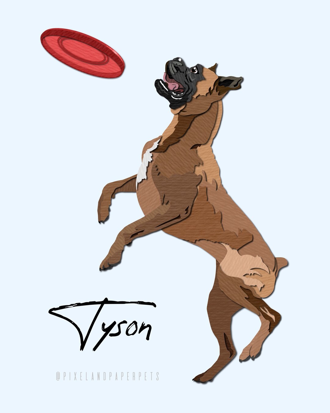 CUSTOM Full Body Digital “papercut” Pet Portrait | Paper Pet Portrait ...
