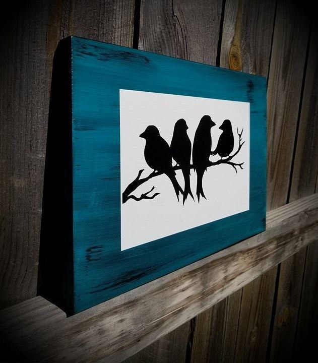 Bird Sign Bird Decor Birds On A Branch Sign Bird Wood | Etsy