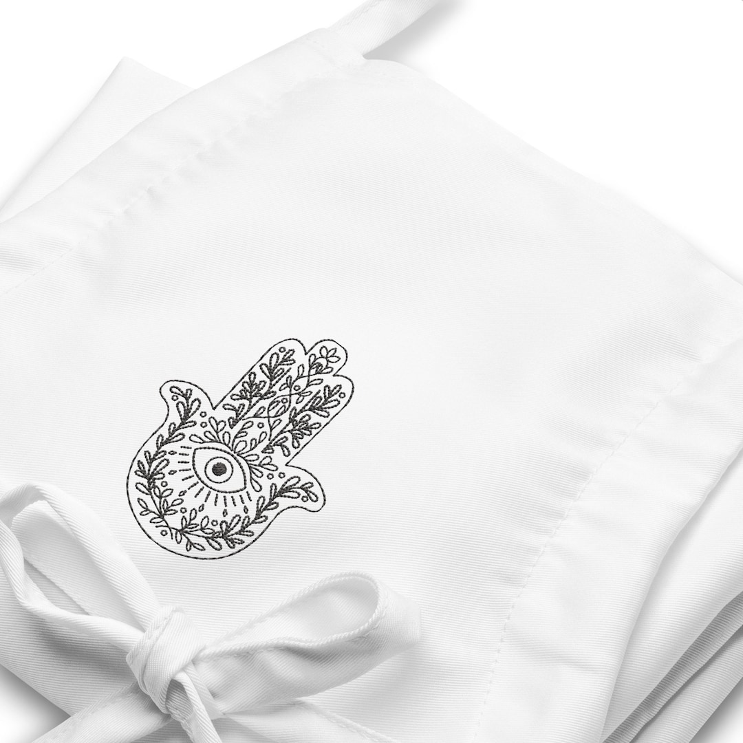 Hamsa Embroidered Apron | Hand of Miriam Embroidered Apron | Evil Eye ...