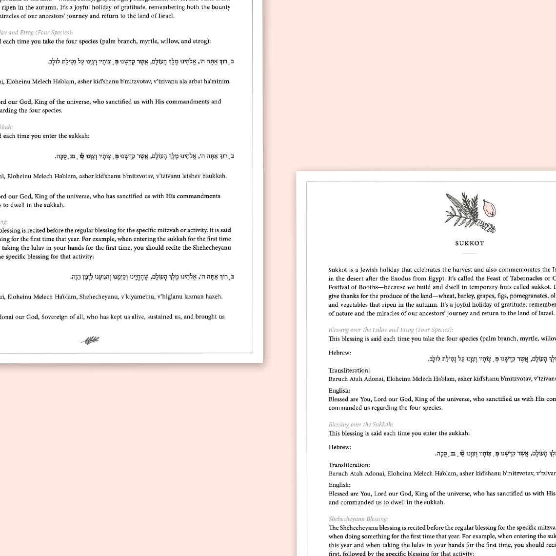 Sukkot Blessing & Prayer Cards Printable – Jewish Holiday PDF, Hebrew ...