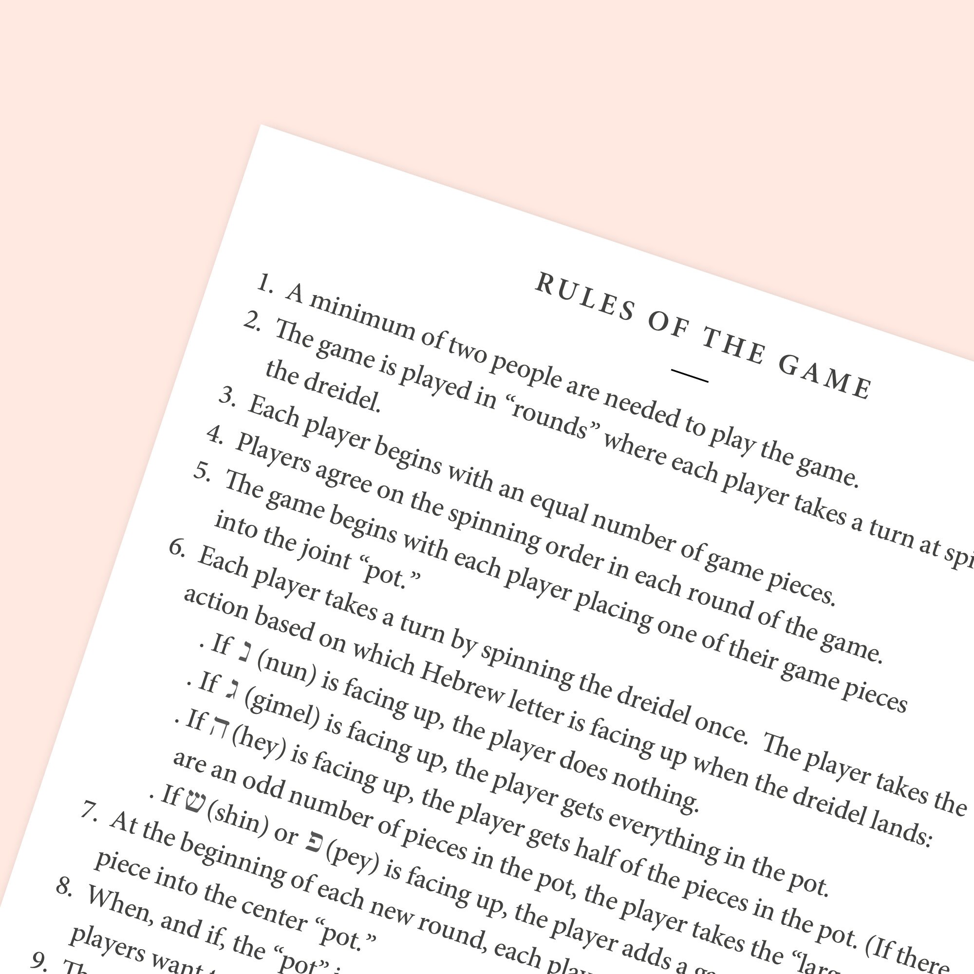 Dreidel Rules Symbols Game Guide How to Play Hanukkah Dreidel - Etsy