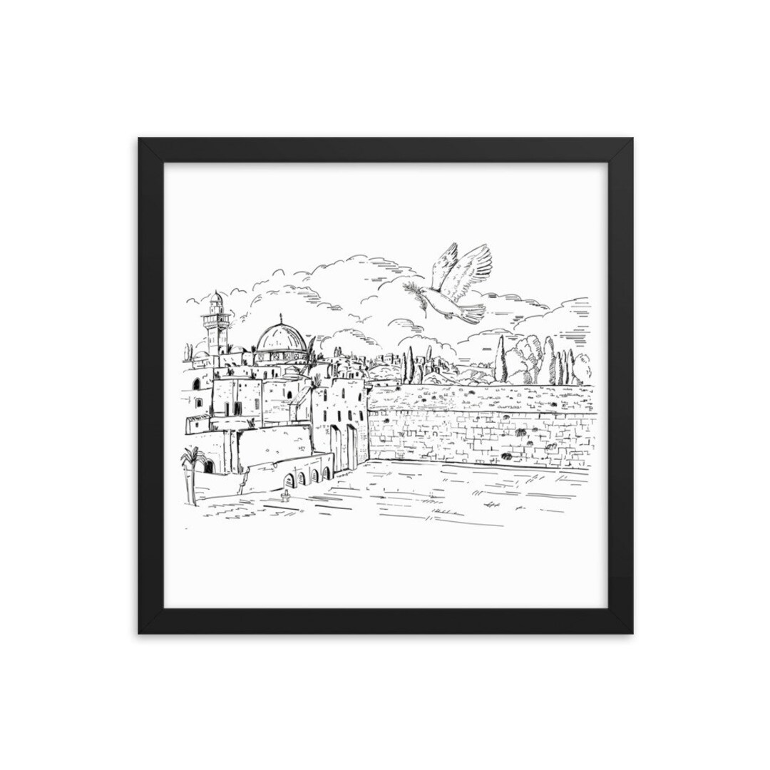 Jerusalem Line Drawing Wall Art Print | Israeli Jerusalem Line Drawing ...