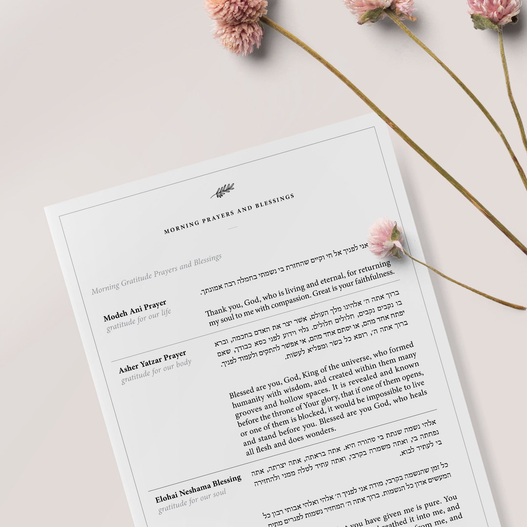 Morning Prayer Modeh Ani Jewish Prayer Hebrew Asher Yatzar Judaica ...