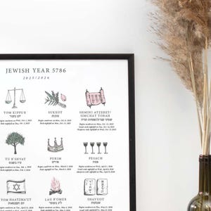 Jewish Hebrew 5786 Holiday Calendar 2025/2026 - Etsy