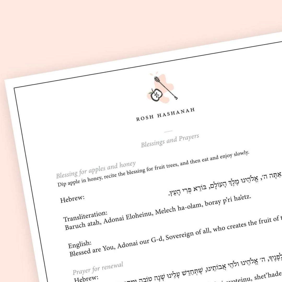 Rosh Hashanah Blessing Card: Apple & Honey Prayer (PDF Download) - Etsy