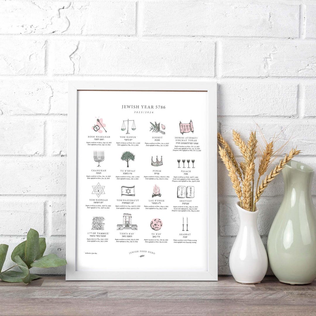 Jewish Hebrew 5786 Holiday Calendar 2025/2026 - Etsy