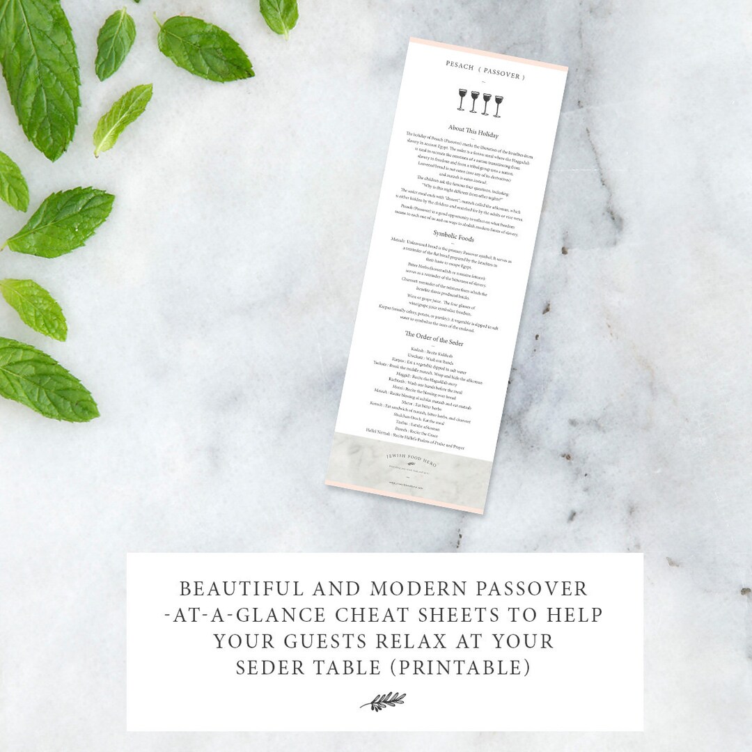 Passover Seder Cheat Sheet Printable – Seder Table Card, Passover Guide ...