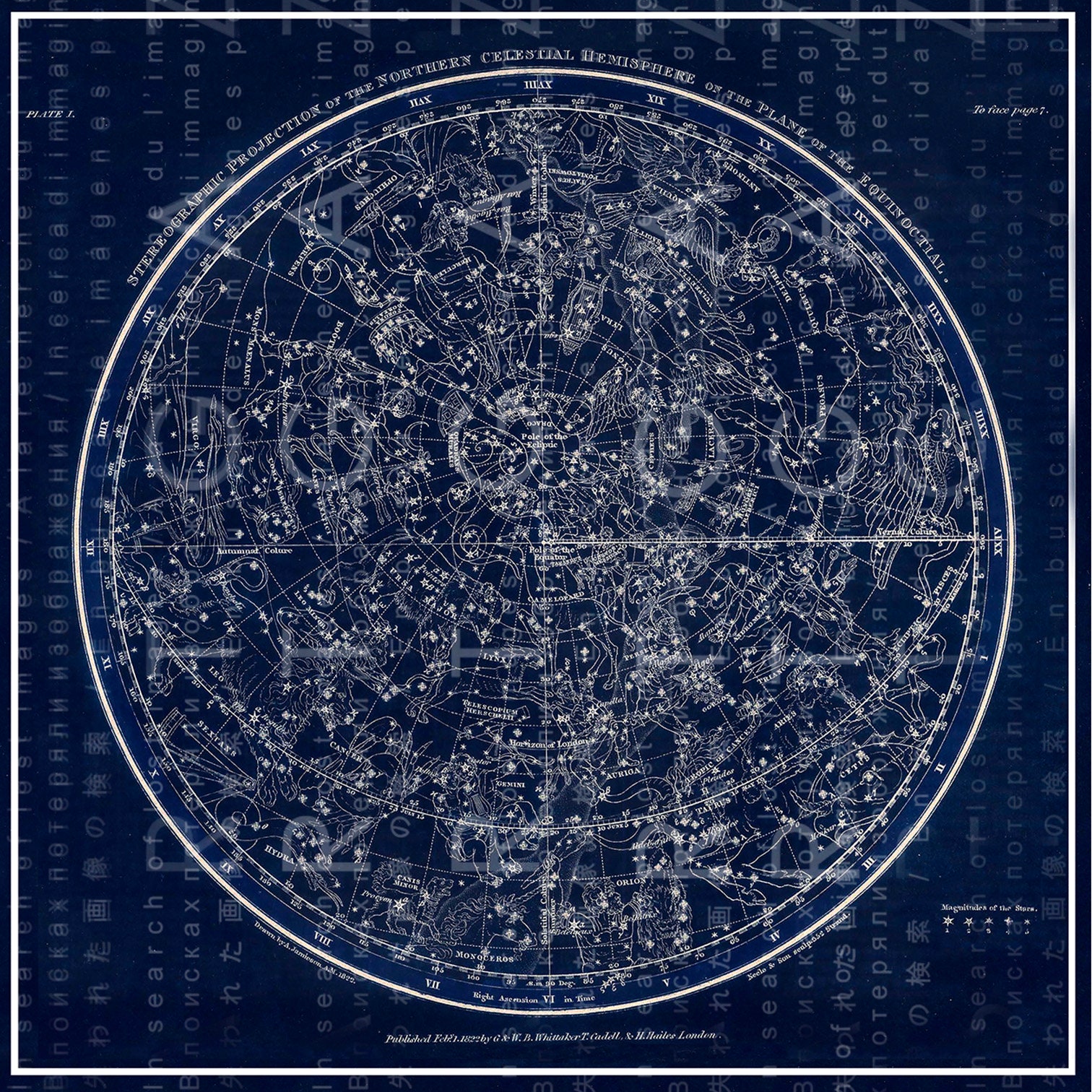 Antique Celestial Map Of The Northern Constellations. STAR Map | Etsy