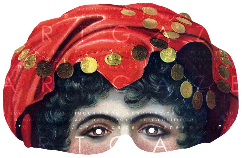 HALLOWEEN MASK GYPSY Fab Victorian Half Mask. Vintage Digital | Etsy