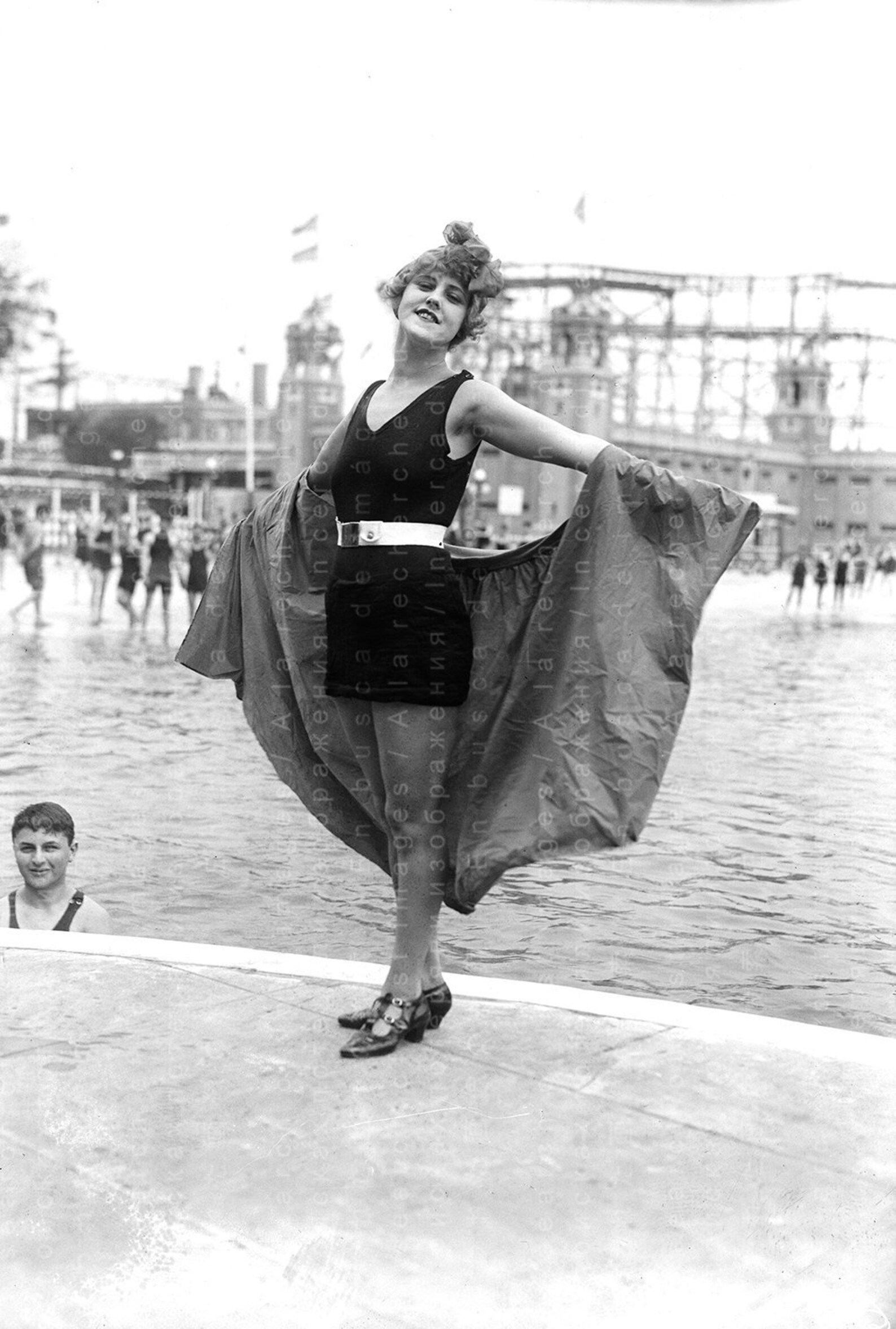 Art Deco Flapper At The Boardwalk 20s Vintage Photo Bathing Etsy