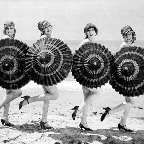 Printable Photo Art Deco Flappers Bathing Beauties And Parasols Etsy
