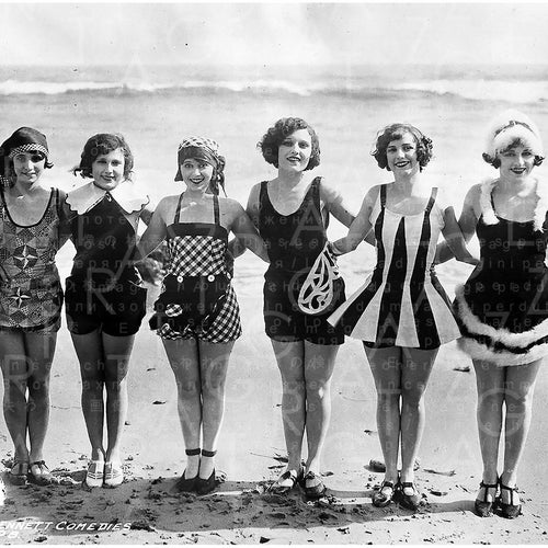 Printable Photo Art Deco Flappers Bathing Beauties And Parasols Etsy
