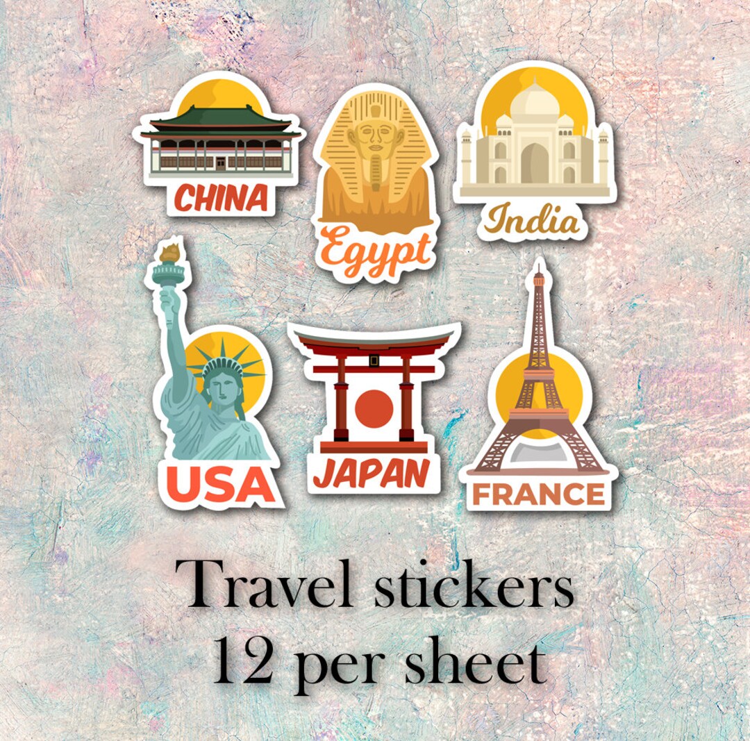 World Travel Stickers (12/sheet): Scrapbook, Planner Stickers - Etsy