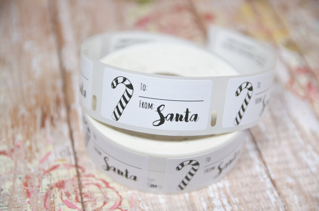 Candy Cane Gift Labels 1" X 2" Gift Stickers Custom Christmas Package ...