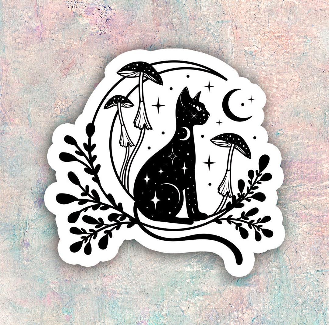 Witchy Cat Tumbler Sticker Free Shipping Stickers Scrapbooking Custom ...