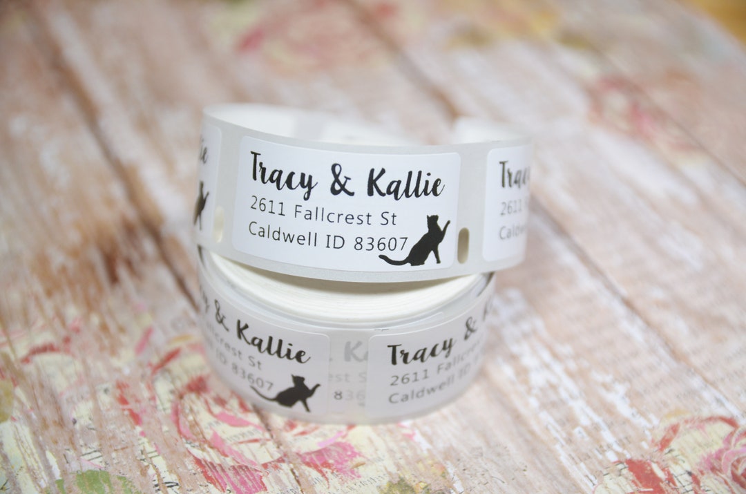 Black Cat Return Address Labels 1" X 2" Stickers Bill Pay Custom Return ...