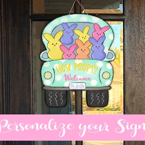 Easter Front Door Decor | Easter Peeps Door Hanger | Easter Door Wreath ...