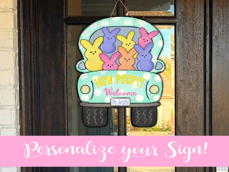 Easter Front Door Decor Easter Peeps Door Hanger Easter | Etsy