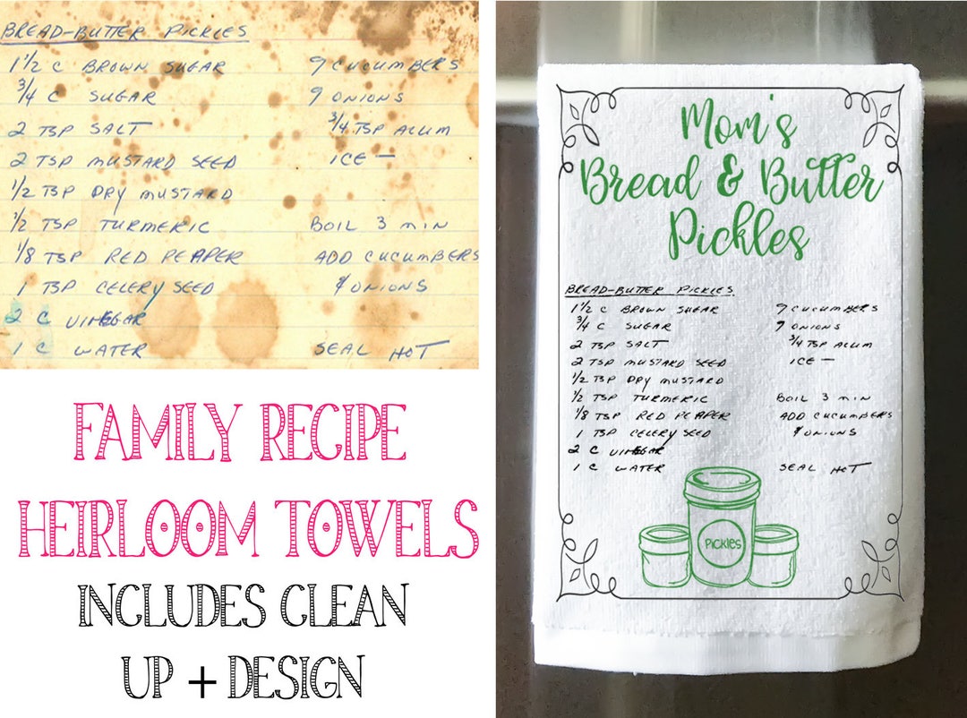 Handwritten Recipe Towel - Recipe Tea Towel Heirloom - Mother's Day ...