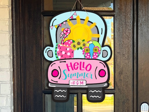 Summer Door Front Decor Hello Summer Door Hanger Summer - Etsy
